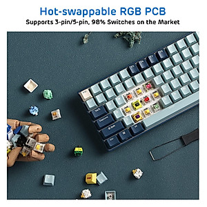 RK ROYAL KLUDGE RK96 RGB Limited Ed, 90% 96 Keys Wireless Triple Mode BT5.0/2.4G/USB-C Hot Swappable Mechanical Keyboard w/Wrist Rest, Software Support & Massive Battery, RK Yellow Switch