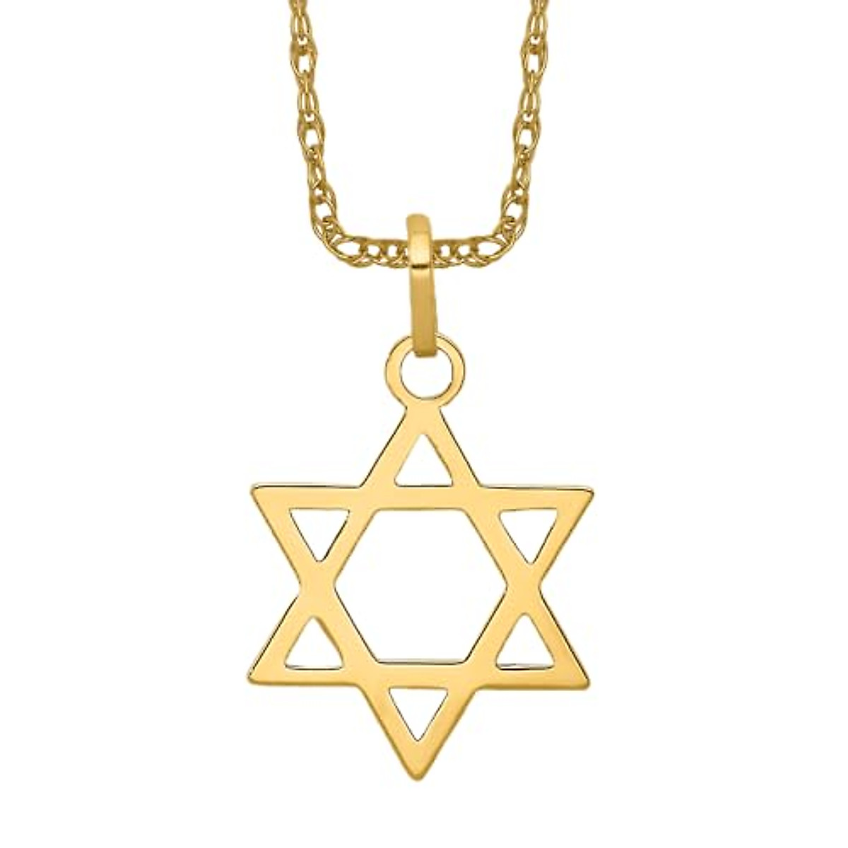 14K Yellow Gold Star of David Jewish Magen Necklace Judaica Religious Pendant Israel Charm Only