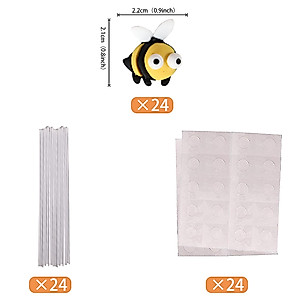 24 PCS Bumble Bee Cupcake Toppers Little Figurine Bee Cupcake Picks Oh Babee Cake Decorations for Bee Theme Baby Shower Kids Boys Girls Birthday Party Decoration Supplies