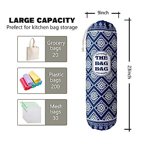 The Bag Bag Grocery Bag Holder, Rustic Grocery Bags Holder Organizer For Shopping Bags, Wall Mount Plastic Bags Storage Container Dispensers, Kitchen Gifts For Women Family Friends Grandma Mom(B-5)