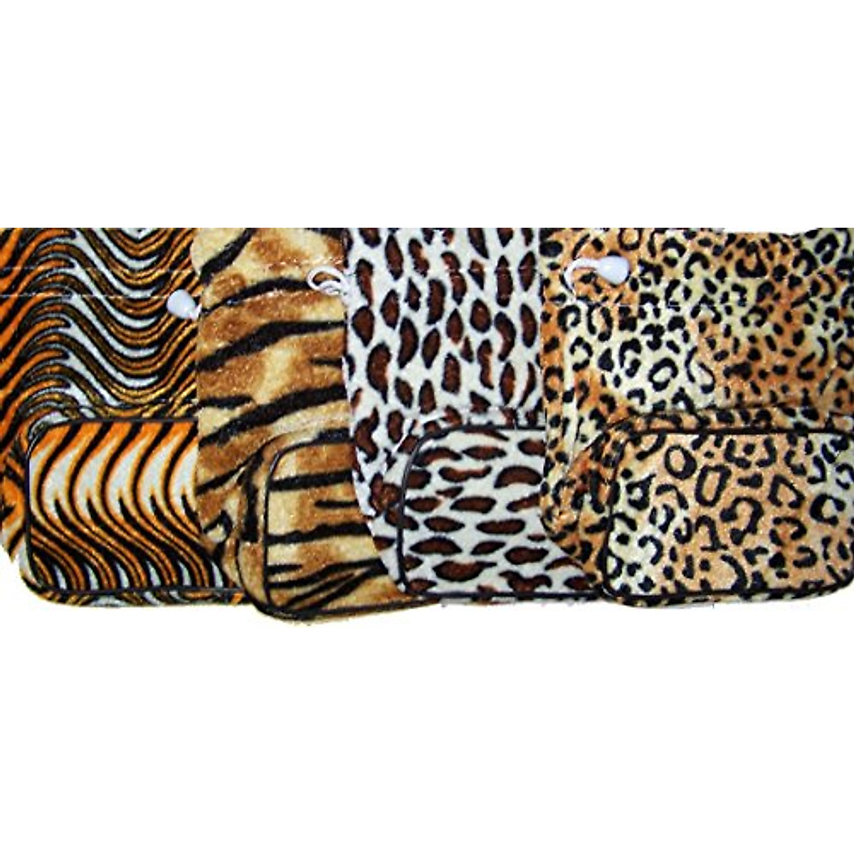 4 ASSORTED STYLES Plush Animal Skin Print Draw String Purse - Leopard / Tiger