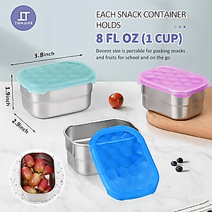 Tanjiae Kids Snack Pro - Stainless Steel Snack Containers for Kids | Easy Open Leak Proof Small Food Containers with Silicone Lids - Perfect Metal Toddler Lunch Box for Daycare and School (8oz*3)