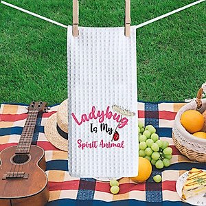WZMPA Funny Ladybug Kitchen Towel Ladybug Lover Gift Ladybug is My Spirit Animal Dish Towel Waffle Weave Ladybug Kitchen Decor (Ladybug Spirit Animal)