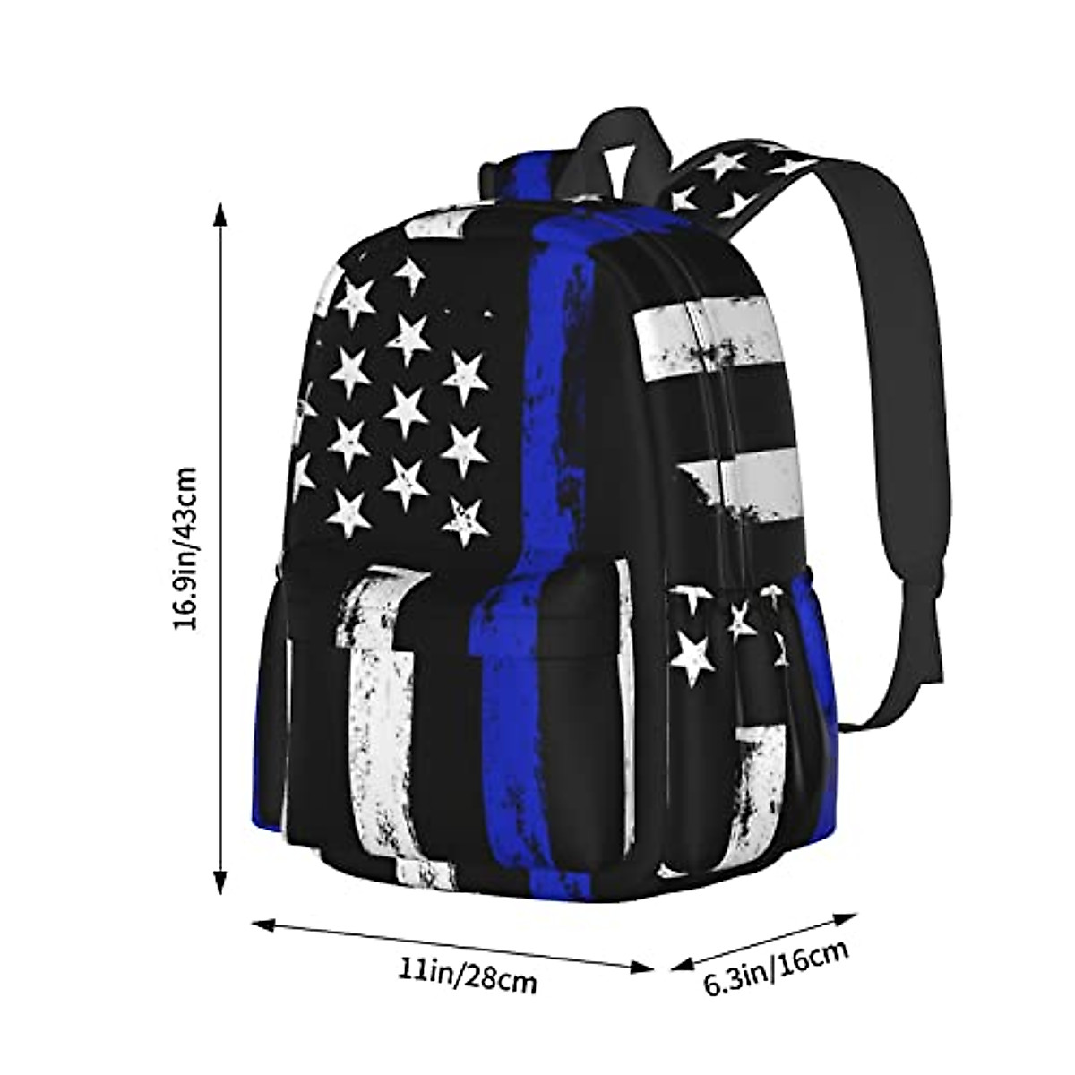 Unisex Backpack Multipurpose Rucksack Anti Theft Backpacks with Padded Straps Big Capacity Backpack American Thin Blue Line Flag Police Love Heart Black Fashion Backpack