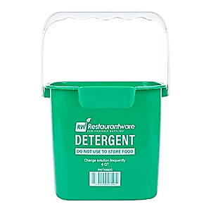 RW Clean 6 Quart Cleaning Buckets, 10 Detergent Square Buckets - With Measurements, Built-In Spout And Handle, Green Plastic Utility Buckets, For Home Or Commercial Use, - Restaurantware