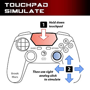 Brook Mars Wired Controller - Zero-Delay High Performance, For PS4 Gaming Controller, Gamepad with Touchpad for PS3 PS4 PC Switch, Support Motion Control,Gyro axis, Rumble function, Vibration