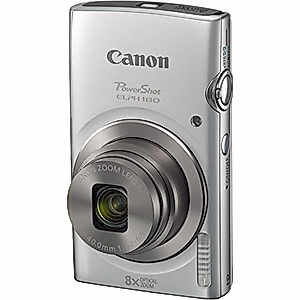 Canon PowerShot ELPH 180 Digital Camera (Silver) with 32GB Memory + Case (Renewed)