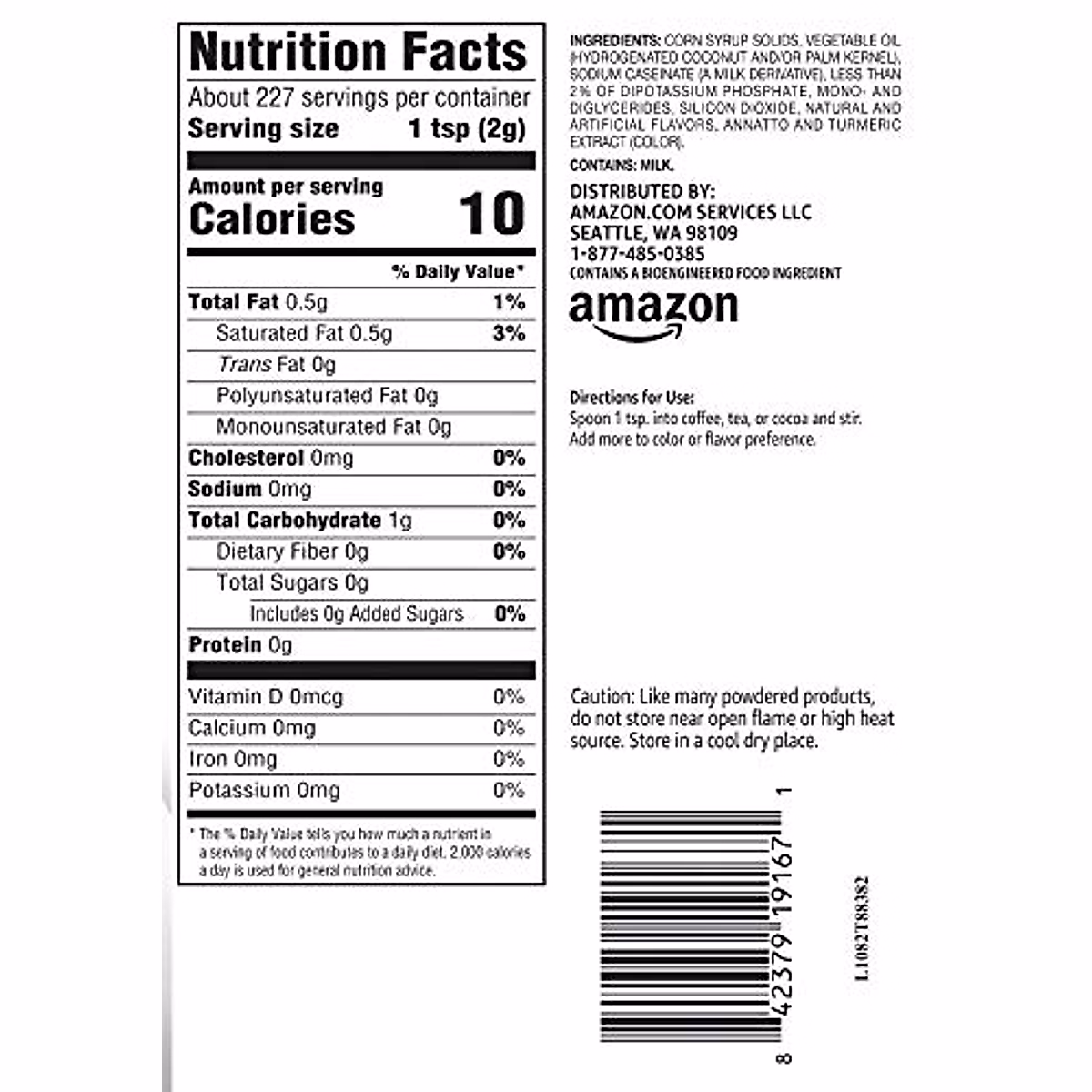 Amazon Brand - Happy Belly Powdered Non Dairy Original Coffee Creamer, 1 pound (Pack of 1)