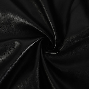 BADHUB Men's Gothic Shiny Pu Leather Shorts Metallic Style Elastic Long Drawstring Loose Comfortable Pouch Moto Short Pants