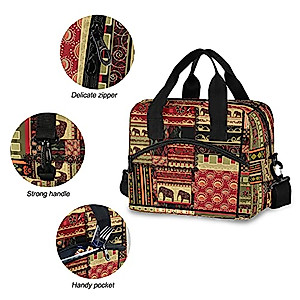 Lunch Bag Cooler Tote Bag Thermal insulated large African Ethnic Tribal Elephant for Women/Men travel School Work Portable Pocket Adjustable Shoulder Strap