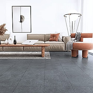 VEELIKE 12''x12'' Peel and Stick Floor Tile Grey Concrete Vinyl Floor Tile 24 Pack Stick on Tile Flooring Waterproof Self Adhesive Removable Grey Vinyl Floor Tile Sticker for Bathroom Bedroom Kitchen