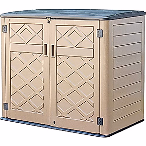 HOMSPARK Horizontal Storage Shed Weather Resistance, Multi-Purpose Outdoor Storage Box for Backyards and Patios, 38 Cubic Feet Capacity for Bike, Lawnmower, Trash Cans, Patio Accessories(Brown)