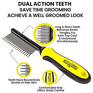 ShedTitan Self Cleaning Slicker Brush & Dematting Pet Comb Value Kit - Easy, Ideal Slicker Brush for Dogs, Goldendoodles, Poodles, Cats - Detangler Comb Removes Mats from Matted Hair, Fur for Dog, Cat