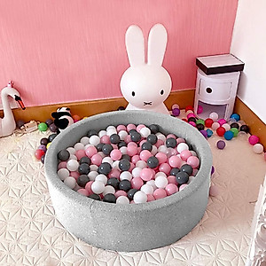 LA FEIER Deluxe Foam Ball Pit Kiddie Balls Pool Toddler Playpen Soft Round Ball Pool Play Toy for Baby Kids Children Indoor & Outdoor, Grey