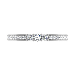 FINEROCK 10k White Gold 3-Stone Diamond Engagement Ring (0.22 Carat) (Ring Size 4.5)