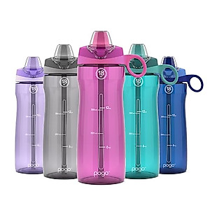 Pogo BPA-Free Tritan Plastic Water Bottle with Soft Straw Lid, 18 Oz, Fuchsia