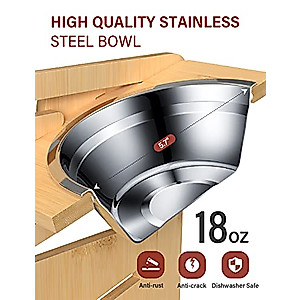 Vantic Elevated Dog Bowls-Adjustable Raised Dog Bowls with Stand for Small Size Dogs and Cats,Durable Bamboo Dog Feeder with 2 Stainless Steel Bowls and Non-Slip Feet