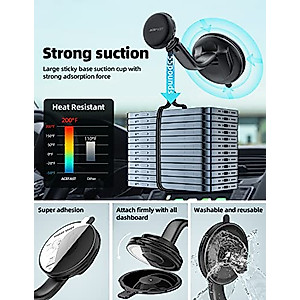 ACEFAST Magnetic Phone Car Mount, Universal Phone Car Holder Low Installation Height Built-in Four N52 Super Strong Magnets Large Sticky Base Suction Cup Dashboard Windshield Flexible Installation