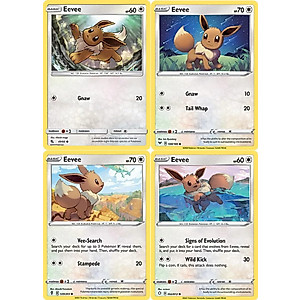 Eevee - Pokemon - 4 Card Lot - Hidden Fates Vivid Voltage Evolving Skies - 125/203-49/68