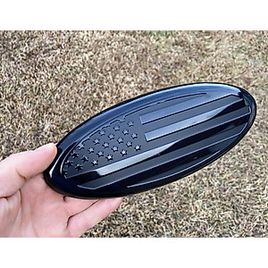 eVerHITCH 7 inch American Black Flag Emblem for Ford, 7" x 2 3/4" Oval Decal Badge Nameplate for F150 F250 F350 99 00 01 02 03 04 (7", Black)