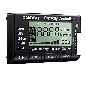 CAMWAY 5PCS 2in1 1-8s Lipo Battery Voltage Tester,RC Low Voltage Buzzer Alarm+ Digital Battery Capacity Tester RC Cellmeter-7 Lipo Battery Tester LCD Battery Checker Controller