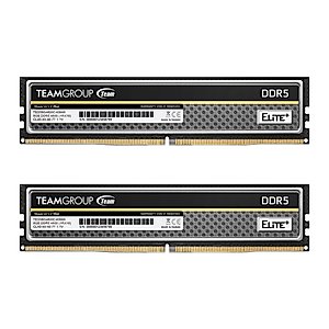 TEAMGROUP Elite Plus DDR5 16GB (2x8GB) 4800MHz PC5-38400 CL40 Unbuffered Non-ECC 1.1V UDIMM 288 Pin Desktop Memory Module Ram (Black) - TPBD516G4800HC40DC01