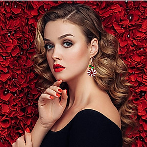 4/12 Pairs Christmas Dangle Earrings for Women Christmas Tree Jingle Bell Snowflake Garland Earrings Gifts Set for Christmas Holiday Party Decorations