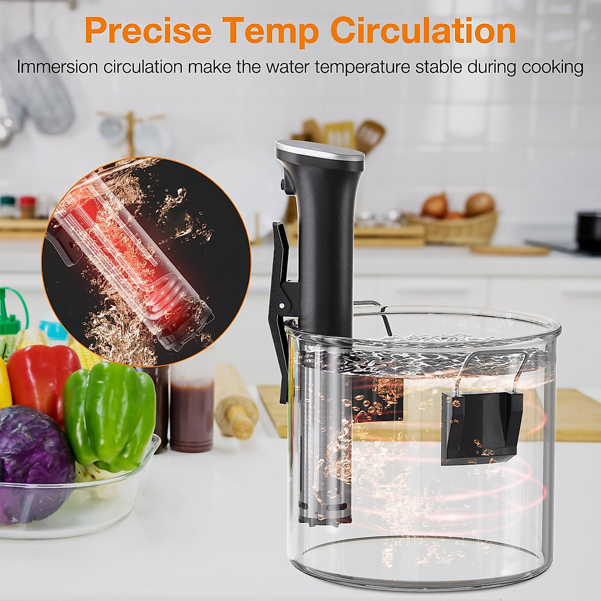 Upesitom Sous Vide Machine Upgraded 1100W Sous Vide Cooker Fast Heating, Ultra Quiet Immersion Circulator Precision Cooking Machine, IPX7 Waterproof, Accurate Temp, Digital Timer, Touch Control
