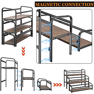 Coffee Syrup Organizer 3-Tier, 12 Bottles Capacity Syrup Rack for Coffee Bar Station, Wine Rack for Countertop, Tiered Spice Racks for Cabinet, Bottle Display Shelf Magnetic one-Step Installation