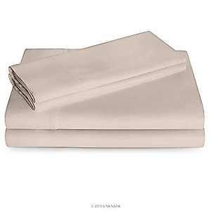Linenspa 600 Thread Count Ultra Soft Cotton Blend Pillowcases, Set of 2 - Queen - Sand