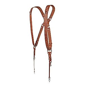 Camera Strap Accessories for Two-Cameras – Dual Shoulder Leather Harness – Multi Camera Gear for DSLR/SLR Strap by Coiro