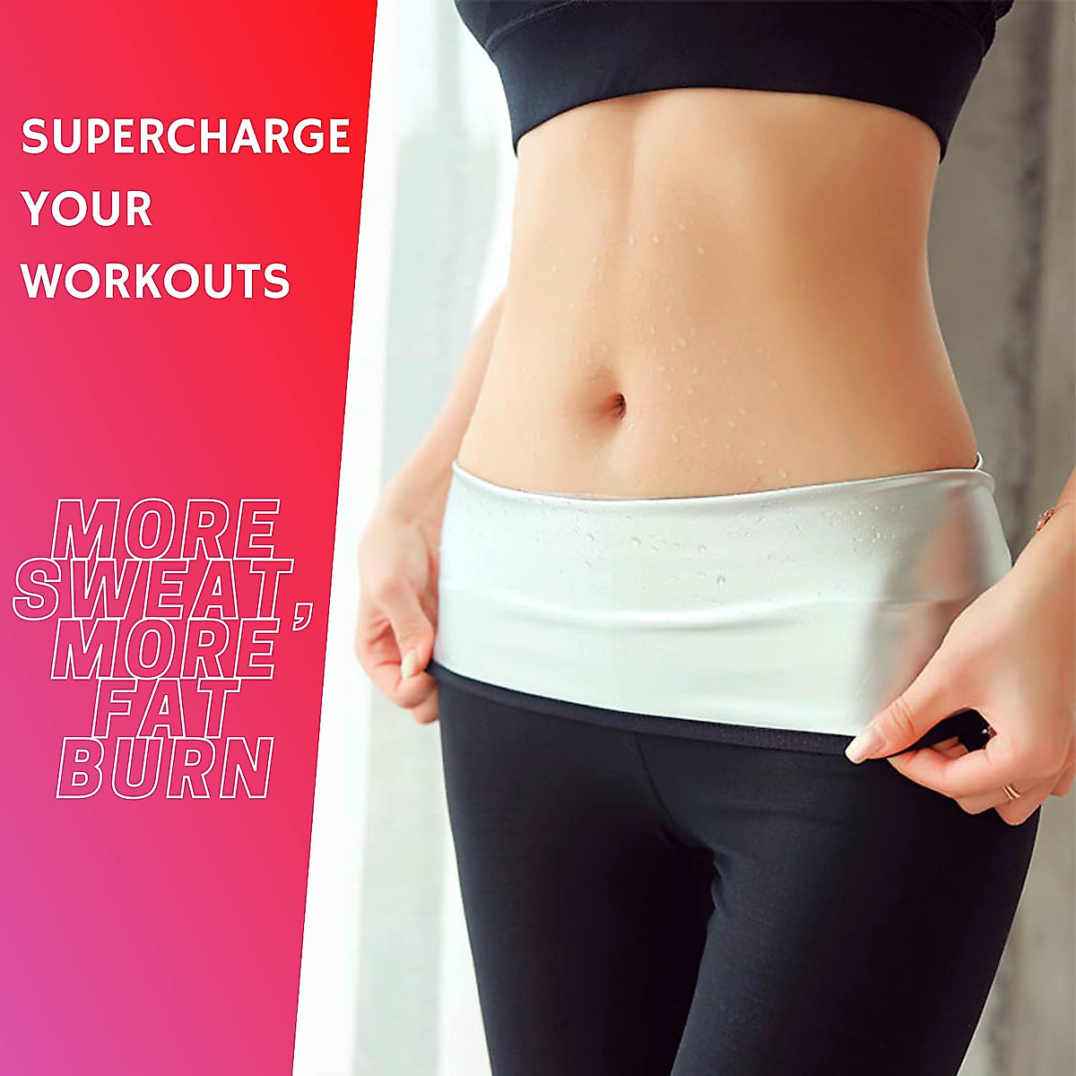 NANOHERTZ Sauna Sweat Suit Weight Loss Shapewear Pants Leggings Pockets Waist Trainer Body Shaper Sweatsuit Fitness Gym Women Girls