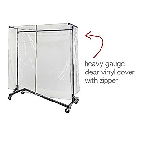 Only Hangers Heavy Gauge Clear Z Rack Cover with Zipper Plus a Pair of Round Tubing Cover Support Brackets - Combo Kit fits All 5' Wide Z Racks (Note: Z Racks Sold Separately)