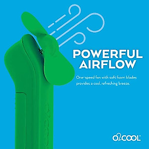Battery Powered Pocket Sized Fan With Carabiner, Green