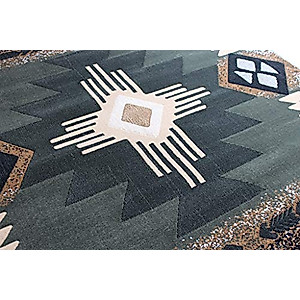South West Native American Area Rug Design C318 Sage Green (5 Feet X 7 Feet)