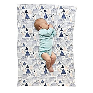 Vollmic Baby Blanket Bedding Flannel Fleece Minky Blanket Unisex Baby Plush Blanket with Dotted Backing (Polar Bear)