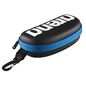 Arena Unisex Swim Goggle Case for Swimming Goggles, Hardcover Protective Carrying Case with Clip, Black/White/Royal