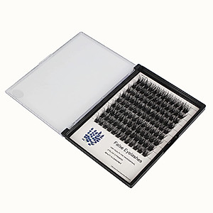 Hannahool Large Tray -D Curl Handmade Thick Base Natural Long Individual False Eyelashes Dramatic Cluster Lashes Makeup Full Volume Eye Lashes Extensions Wide Stem (16mm)