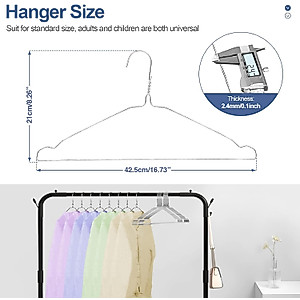 SPECILITE Wire Hangers 100 Pack, Metal Wire Clothes Hanger Bulk for Coats, Space Saving Metal Hangers 16.7 Inch Ultra Thin Non Slip with Groove, for Standard Size Suits, Shirts, Pants, Skirts-Silver