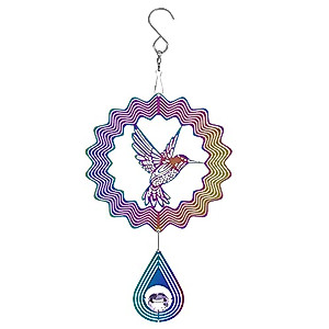 BusyLittleBee Hummingbird Wind Spinners Hanging for Yard and Garden Outdoor Decorations 3D Stainless Steel Metal Decor Outside Porch Patio Balcony Kinetic Sculpture Art Ornaments Small Whirligigs
