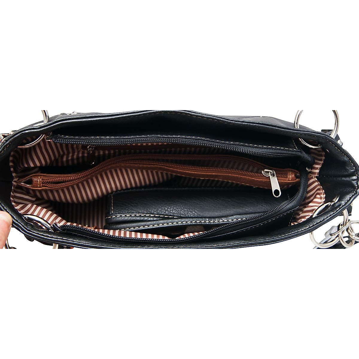 HW Collection Dog Paw Print Handbag Women Shoulder Purse Wallet Set Western Style (Black)