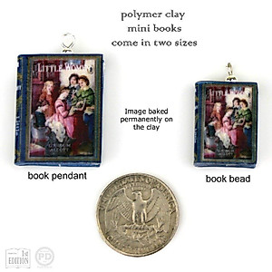 Little Women Louisa May Alcott First Edition Clay Mini Book Key Chain Bag Purse Backpack Clip Clasp