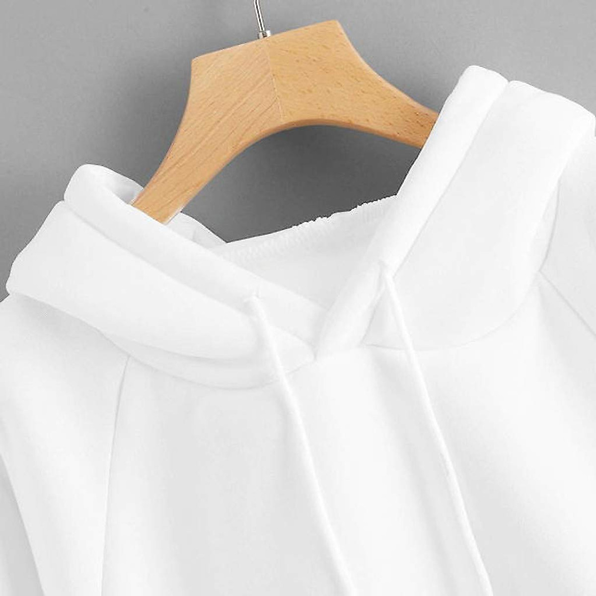 Women's Long Sleeve Casual Solid Hooded Pocket Pullover Sweatshirt Active Pullover Drawstring Hooded Sweatshirt