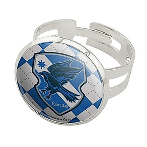 GRAPHICS & MORE Harry Potter Ravenclaw Plaid Sigil Silver Plated Adjustable Novelty Ring