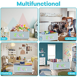 JBBTOOL Large Toy Box Storage, Kid Toy Chest with 360° Wheels, Oxford Cloth Metal Toy Box for Boys, Girls, Stuffed Animals, Clothes, Bedroom, Living Room