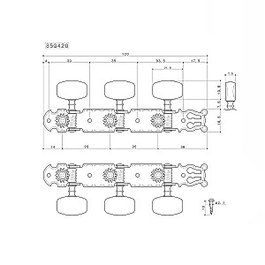 Flash Gold Lyra-Type Gotoh Classical Guitar Tuners, 35G420