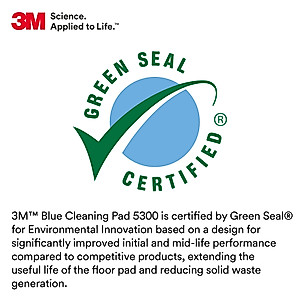 3M Blue Cleaner Floor Pad 5300, 11", 5/Case, Heavy Duty Scrubbing Pad for Hard Surface Floors