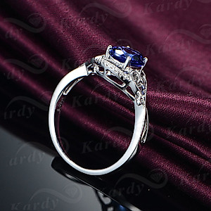 Kardy Fashion Solid 14K White Gold Genuine Tanzanite Gemstone Wedding Engagement Band Ring Sets for Women