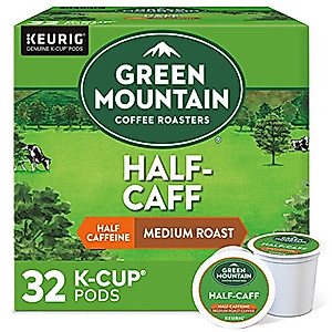 Green Mountain Coffee Roasters Half Caff, Single-Serve Keurig K-Cup Pods, Medium Roast Coffee Pods, 32 Count