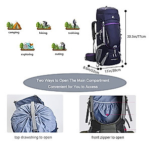 TianYaOutDoor Hiking Backpack for Men 60L Lightweight Camping Backpack with Rain Cover Outdoor Daypack (Black)